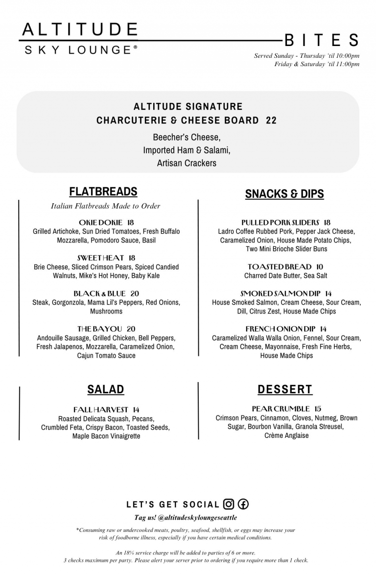Menu - Altitude Sky Lounge