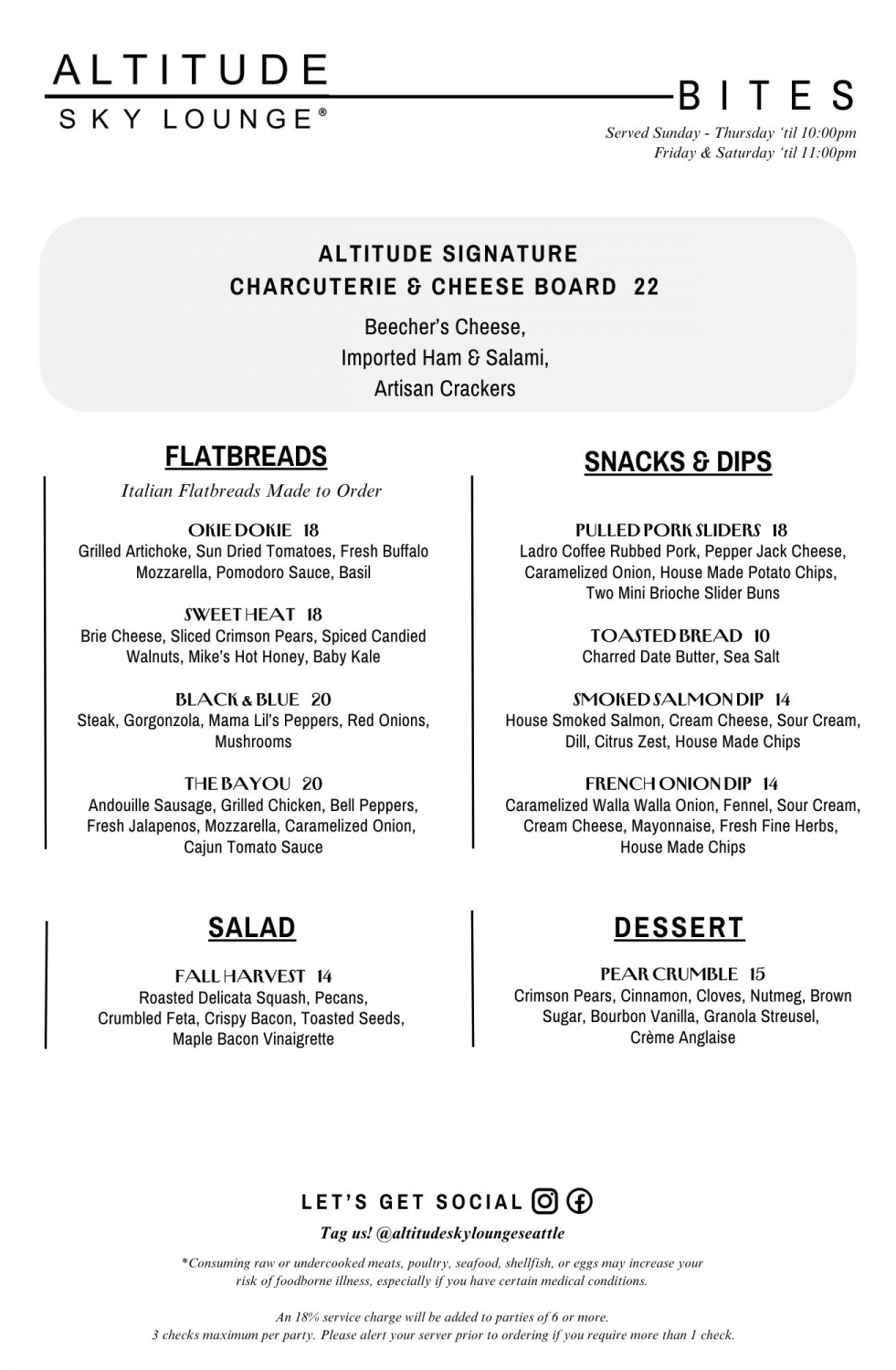 Menu - Altitude Sky Lounge